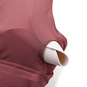 CRZ YOGA Strappy Longline Sports Bras for Women - Wirefree Padded Criss Cross Yoga Bras Cropped Tank Tops Misty Merlot Medium