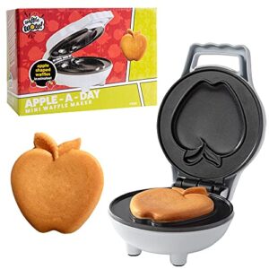 mini apple waffle maker - make breakfast special for kids or adults w individual 4 inch waffler iron, electric non stick breakfast kitchen appliance, great for college dorms or fun gift