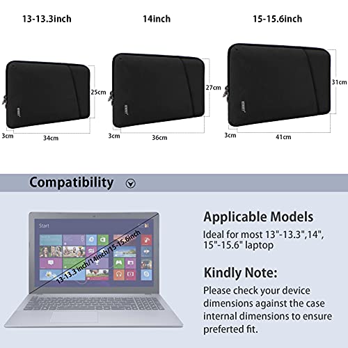 Laptop Sleeve Case 14 Inch Water-Resistant Business Computer Case Compatible with 13 Inch MacBook Air/Pro Notebook Protective Tablet Laptop Sleeve Bag for Men Women (Black, 14 Inch)