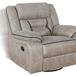 Coaster Home Furnishings PU Manual Motion Recliner in Taupe Finish