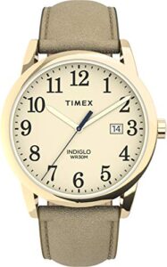 timex women's easy reader 38mm watch – gold-tone case cream dial with light gold-tone leather strap