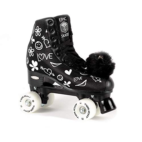 Epic Skates Luv Quad Roller Skates, Black/White, Ladies 8