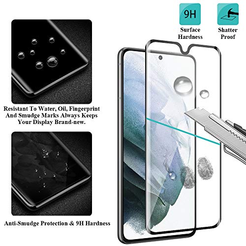 JOLOJO Compatible for Galaxy S21 Plus (6.7") Screen Protector Tempered Glass with Fingerprint Unlock [9H Hardness] Support Full Coverage HD Screen Glass Film for Samsung Galaxy S21+ 5G- Black