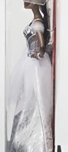 Barbie Signature 2021 Holiday Doll (12-inch, Brunette Braided Hair) in Silver Gown, with Doll Stand and Certificate of Authenticity, Gift for 6 Year Olds and Up