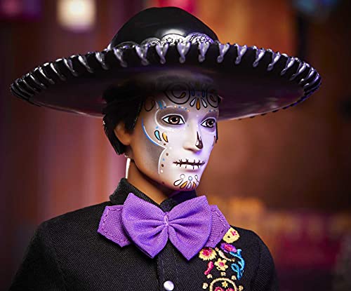 Barbie 2021 Dia De Muertos Ken Doll (12-in) Wearing Embroidered Shirt, Serape & Sombrero, with Calavera Face Paint, Gift for Collectors