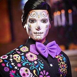 Barbie 2021 Dia De Muertos Ken Doll (12-in) Wearing Embroidered Shirt, Serape & Sombrero, with Calavera Face Paint, Gift for Collectors