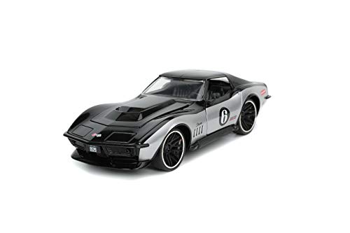 Jada Toys Bigtime Muscle 1:24 1969 Chevy Corvette Stingray Die-cast Black, Toys for Kids and Adults