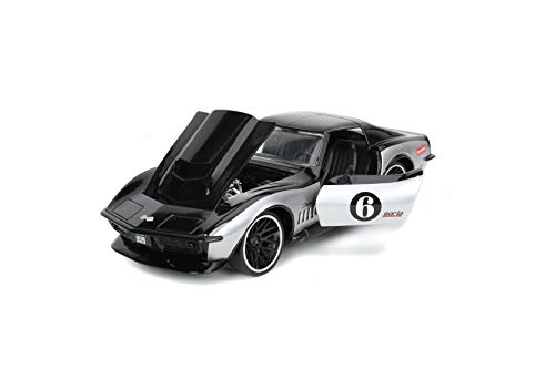 Jada Toys Bigtime Muscle 1:24 1969 Chevy Corvette Stingray Die-cast Black, Toys for Kids and Adults