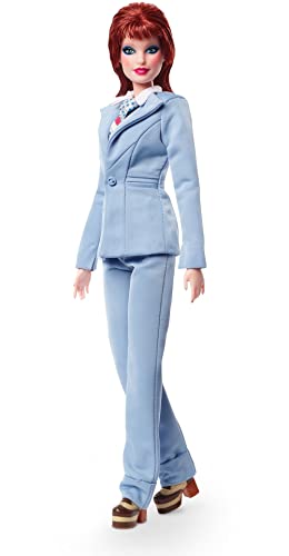 Barbie Signature David Bowie Doll (11.5-in, Red Hair) Posable, Wearing Blue Suit, with Doll Stand and Certificate of Authenticity, Gift for Collectors