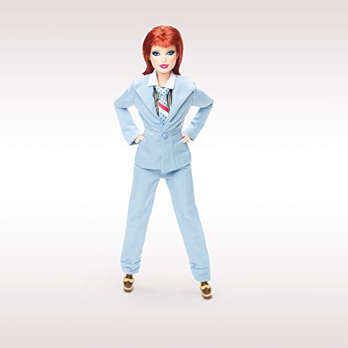 Barbie Signature David Bowie Doll (11.5-in, Red Hair) Posable, Wearing Blue Suit, with Doll Stand and Certificate of Authenticity, Gift for Collectors