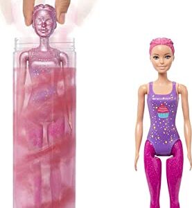 Barbie Color Reveal Glitter! Hair Swaps Doll, Glittery Pink with 25 Hairstyling & Party-Themed Surprises Including 10 Plug-in Hair Pieces, Gift for Kids 3 Years Old & Up