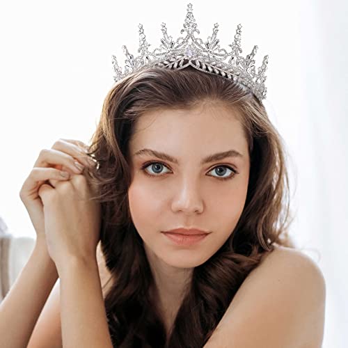 AW BRIDAL Tiaras and Crowns for Women Crystal Queen Crown Gothic Tiaras Bridal Women Crowns for Wedding Quinceanera Pageant Birthday Tiaras Princess Crown(Silver)