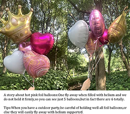 Pink And Gold Large Crown Heart Foil Helium Mylar Balloons Set For Girl's Happy Birthday Pink Princess Party Decorations Baby Shower Party Supplies