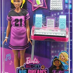 Barbie: Big City, Big Dreams Barbie “Brooklyn” Roberts Doll (11.5-in, Brunette with Braids) & Music Studio Playset with Keyboard & Accessories, Gift for 3 to 7 Year Olds