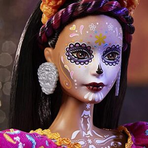 Barbie 2021 Dia De Muertos Doll (11.5-in) Wearing Traditional Embroidered Dress, Flower Crown & Calavera Face Paint, Gift for Collectors