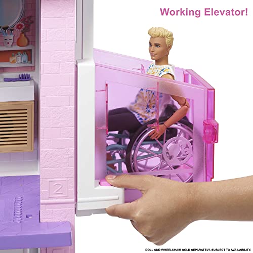 Barbie DreamHouse, Doll House Playset with 75+ Furniture & Accessories, 10 Play Areas, Lights & Sounds, Wheelchair-Accessible Elevator