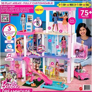 Barbie DreamHouse, Doll House Playset with 75+ Furniture & Accessories, 10 Play Areas, Lights & Sounds, Wheelchair-Accessible Elevator