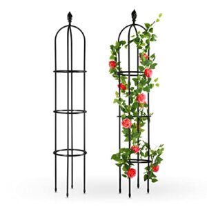 yotoworth garden trellis for climbing plants outdoor indoor pot, 6ft tall metal with plastic coated rustproof plant support climbing vines, garden obelisk trellis, lightweight, black, 1pc