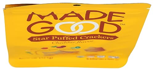 MADEGOOD Organic Cheddar Star Puffed Crackers, 4.26 OZ