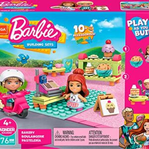 Mega Barbie Toy Building Set, Bakery with 1 Barbie and 1 Ken Micro-Doll, 2 Barbie Pet Birds and Accessories, Easy to Build Set for Ages 4 and Up