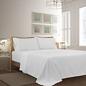 ROYALE LINENS - 4 Piece Full Bed Sheet - Soft Brushed Microfiber 1800 Bedding Set - 1 Fitted Sheet, 1 Flat Sheet, 2 Pillow Case - Wrinkle & Fade Resistant Luxury Full Size Sheet Set (Full, White)