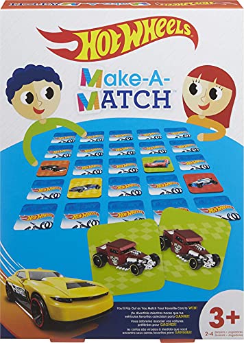 Hot Wheels Make-A-Match Card Game, Match Colors, Images & Shapes, 56 Cards for 2 to 4 Players, Gift for Kids Ages 3 Years & Older