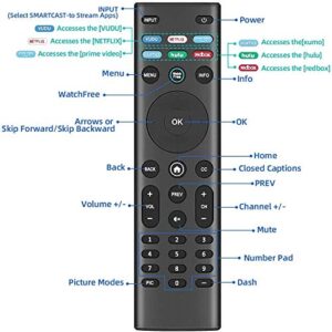 XRT140 Watchfree Smart TV Remote Works with All VIZIO Quantum 4K UHD LED HDR Smart TVs