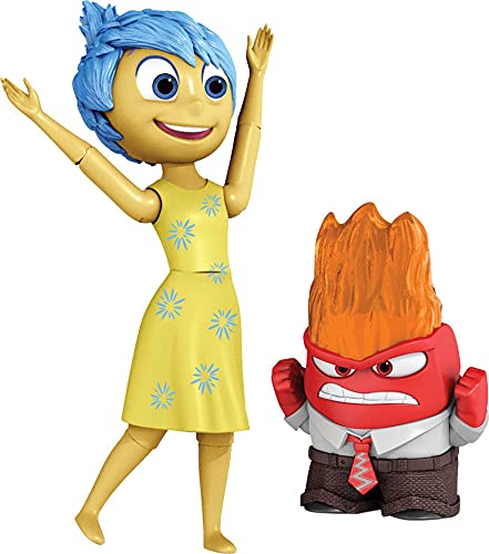 Mattel Disney and Pixar Inside Out Anger & Joy Action Figures, Posable Character in Signature Look, Collectible Toy Set