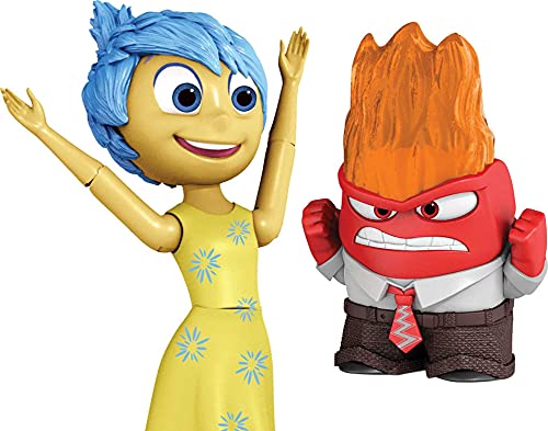 Mattel Disney and Pixar Inside Out Anger & Joy Action Figures, Posable Character in Signature Look, Collectible Toy Set