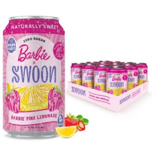 swoon barbie™ pink lemonade - sugar free lemonade low carb, paleo-friendly, gluten-free keto drink - strawberry lemonade made with 100% natural lemon juice concentrate - 12 fl oz (pack of 12)