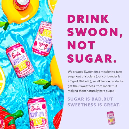 Swoon Barbie™ Pink Lemonade - Sugar Free Lemonade Low Carb, Paleo-Friendly, Gluten-Free Keto Drink - Strawberry Lemonade Made with 100% Natural Lemon Juice Concentrate - 12 Fl Oz (Pack of 12)