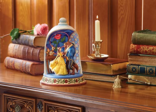 Enesco Disney Traditions by Jim Shore Beauty and The Beast Rose Dome Scene Figurine, 10.3 Inch, Multicolor