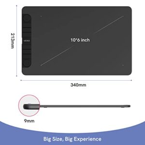 VEIKK VK1060PRO 10 x 6 Inch Large Drawing Tablet with 2 Scroll Wheels, 6 Express Keys,P05 Battery-Free Stylus of 8192 Levels Pressure, Graphics Tablet for Android Win Mac Chrome OS