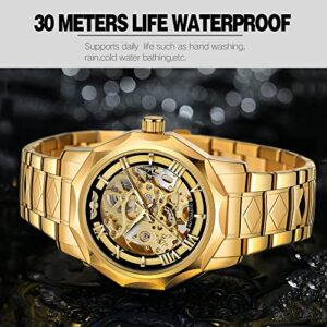 Tiong Men Mechanical Watches Automatic Self-Wind Golden Transparent Fashion Mesh Steel Wristwatch Skeleton Male Hot Hour