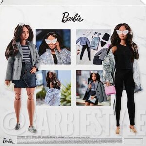 Barbie Signature @BarbieStyle Fully Poseable Fashion Doll (11.5-in Brunette, Curvy) with 2 Tops, Skirt, Pants, Coat, Jacket, 2 Pairs of Shoes & Accessories, Gift for Collector