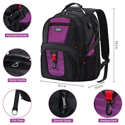 ANKUER Large Backpack, 50L Travel Backpack for Men Women, 17 in Laptop Backpacks for Travel, Anti Theft TSA Travel Bag with USB Charging Port, Business Computer Bag (Purple)