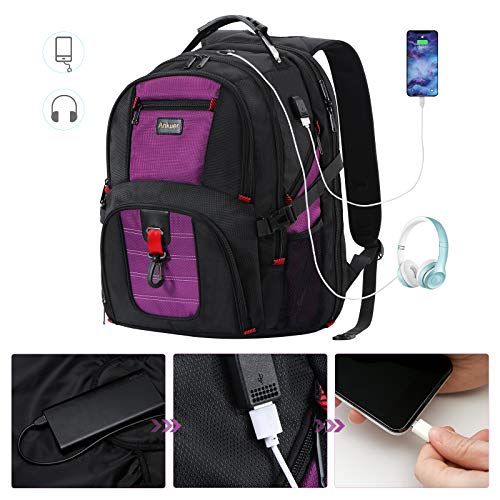 ANKUER Large Backpack, 50L Travel Backpack for Men Women, 17 in Laptop Backpacks for Travel, Anti Theft TSA Travel Bag with USB Charging Port, Business Computer Bag (Purple)