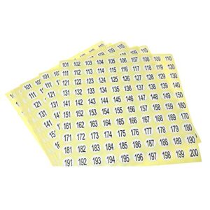 RLECS 30pcs Digital Number Sticker Size Label Self Adhesive Label Sticker Round Shaped 101-200 Number Labels for Storage Management, Home and Office Organization