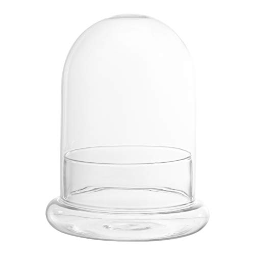 Cabilock Glass Candle Holder Dome Cloche Clear Glass Cloche Bell Jar Display Dome Candle Holder Candlestick Cup Tealight Holder Micro Landscape