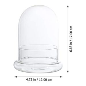 Cabilock Glass Candle Holder Dome Cloche Clear Glass Cloche Bell Jar Display Dome Candle Holder Candlestick Cup Tealight Holder Micro Landscape