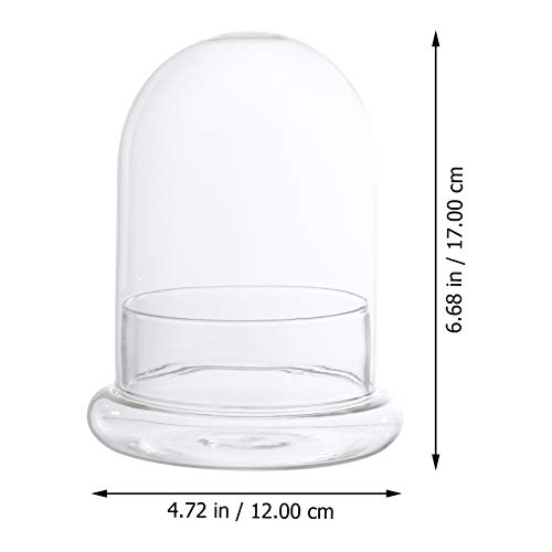 Cabilock Glass Candle Holder Dome Cloche Clear Glass Cloche Bell Jar Display Dome Candle Holder Candlestick Cup Tealight Holder Micro Landscape