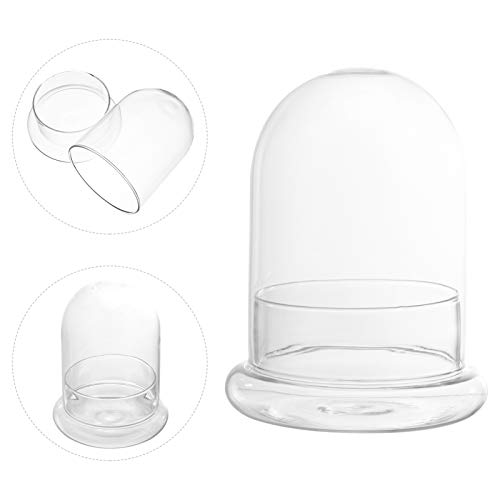 Cabilock Glass Candle Holder Dome Cloche Clear Glass Cloche Bell Jar Display Dome Candle Holder Candlestick Cup Tealight Holder Micro Landscape