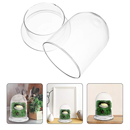 Cabilock Glass Candle Holder Dome Cloche Clear Glass Cloche Bell Jar Display Dome Candle Holder Candlestick Cup Tealight Holder Micro Landscape