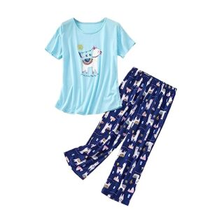 howinco pajamas for women cute print tops with capri pants two piece pj sets plus size soft sleepwear