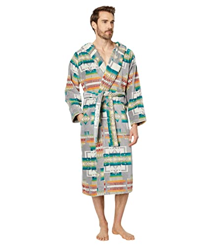 Pendleton Men's Cotton Terry Velour Robe, Chief Joseph-Grey, S/M