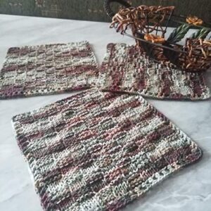 Knitted Dish Cloths Handmade 3-Piece Hand Knit Dishwashers Reusable Dish Rack Washcloth Close Knit Dishcloth Farmhouse Kitchen