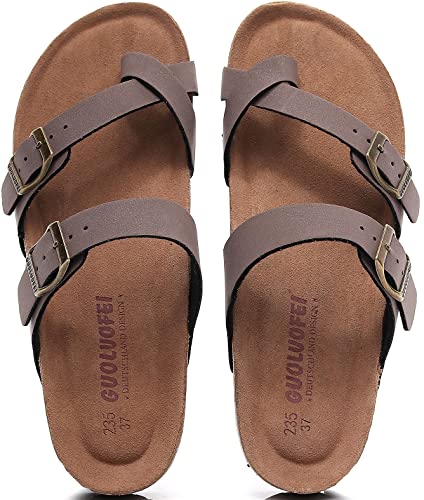 guoluofei Women's Cork Footbed Slide Sandals With Arch Support,Comfortable Summer Beach Sandals For Women Girls Ladies