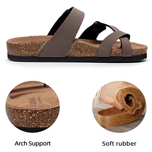 guoluofei Women's Cork Footbed Slide Sandals With Arch Support,Comfortable Summer Beach Sandals For Women Girls Ladies