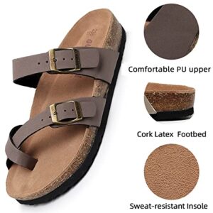 guoluofei Women's Cork Footbed Slide Sandals With Arch Support,Comfortable Summer Beach Sandals For Women Girls Ladies