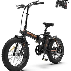 aostirmotor Folding Electric Bike 20" x 4.0 Fat Tire Electric Bike with 500W Motor 36V 13AH Removable Lithium Battery,Ebike for Adults (Black)